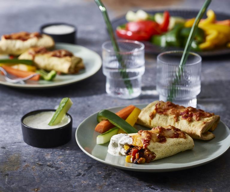 Vegetarische enchilada’s met mais en bonen