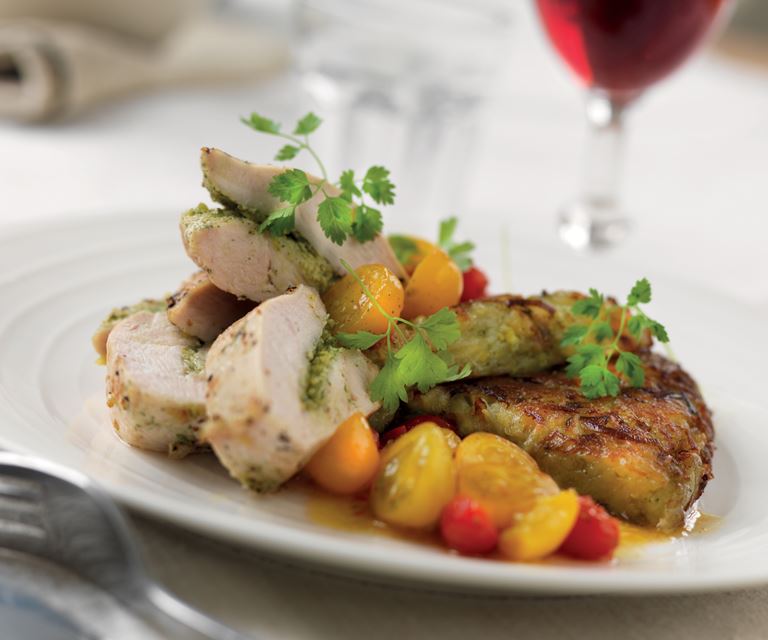 Parmesanfylld kyckling med potatiskaka | Recept från Santa Maria