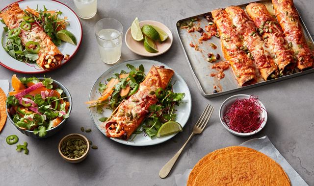 Wortel Wrap enchilada met pompoenpitten