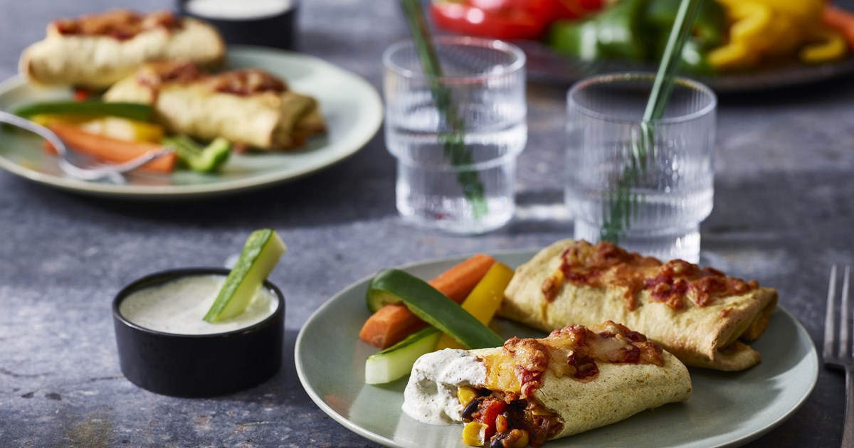 Vegetarische Enchilada’s met Mais en Bonen