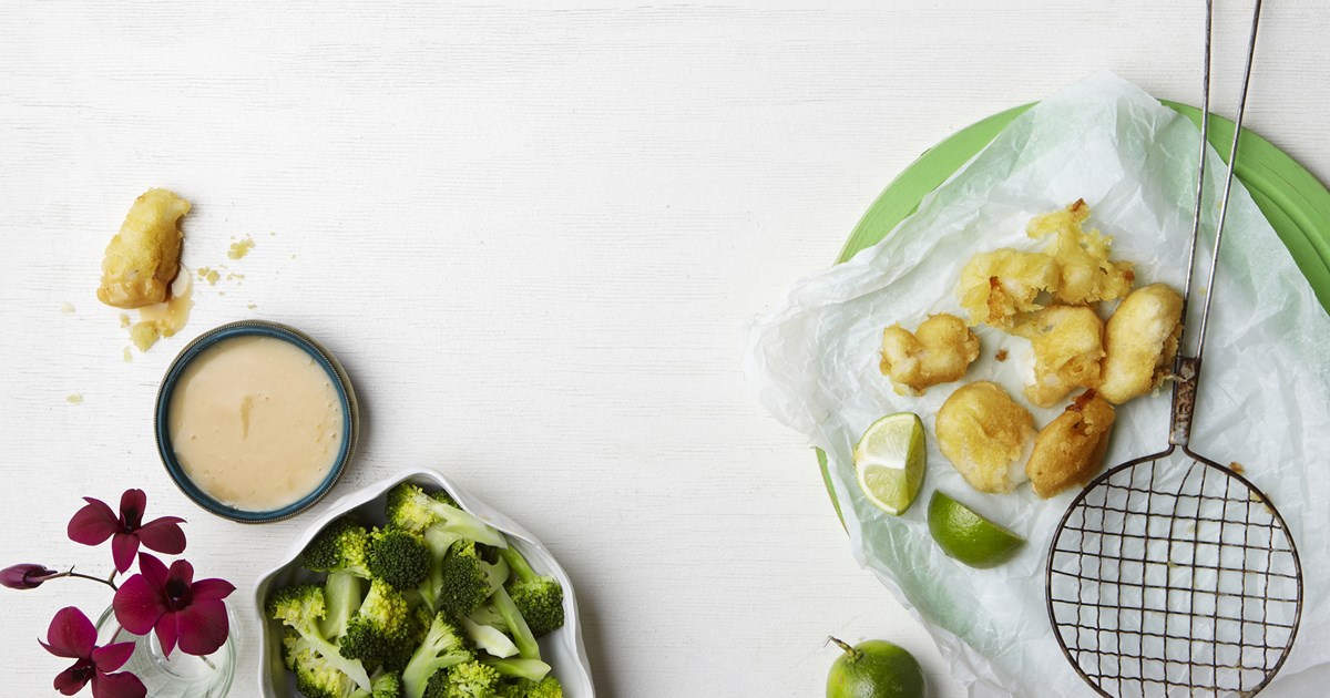 Tempurakalaa soija-inkivääridipillä