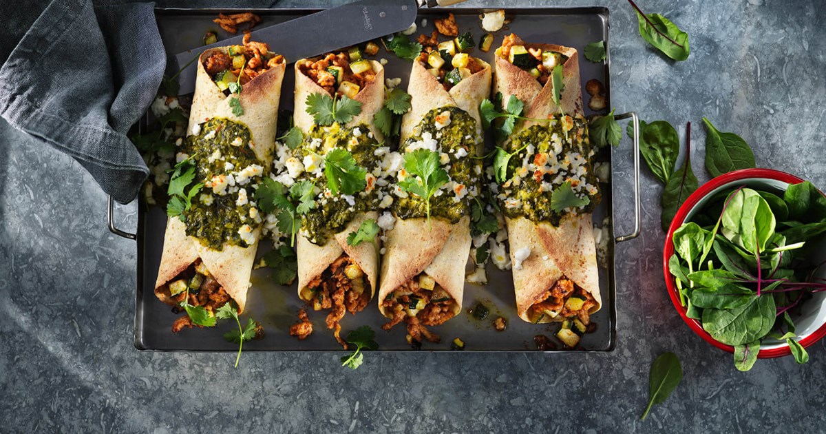 Enchilada met spinazie, feta en kip | Recept van Santa Maria